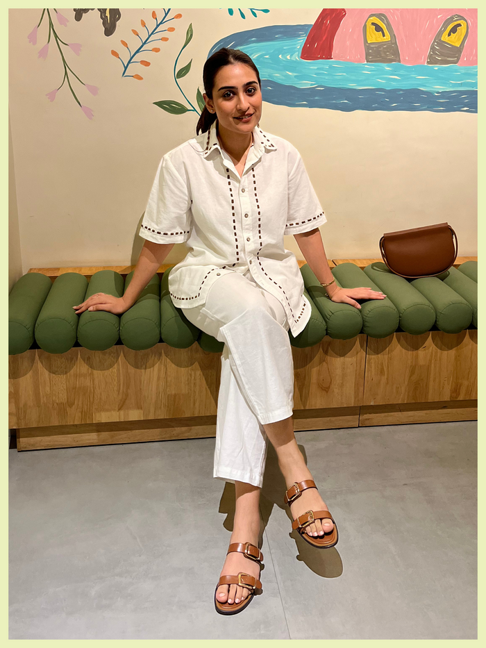 Escape Linen Co-ord Set with Pants in Vanilla