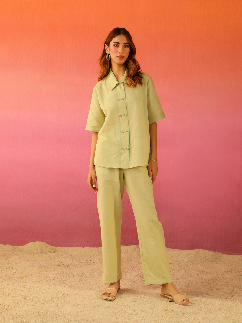 Buy Matcha Linen Co ord Set with Pants – COSSET CLOTHING