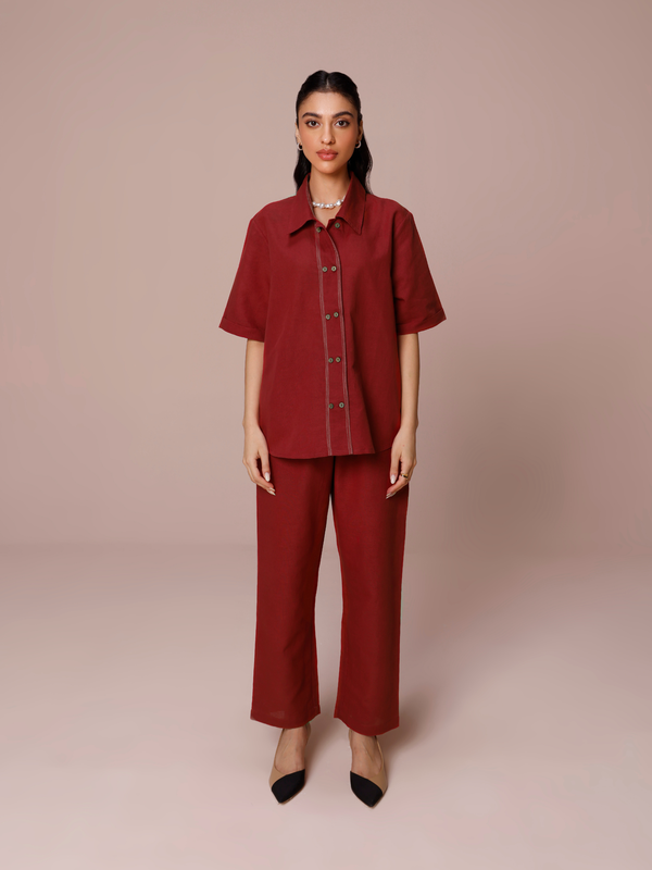 Buy Maroon Linen Co ord Set with Pants