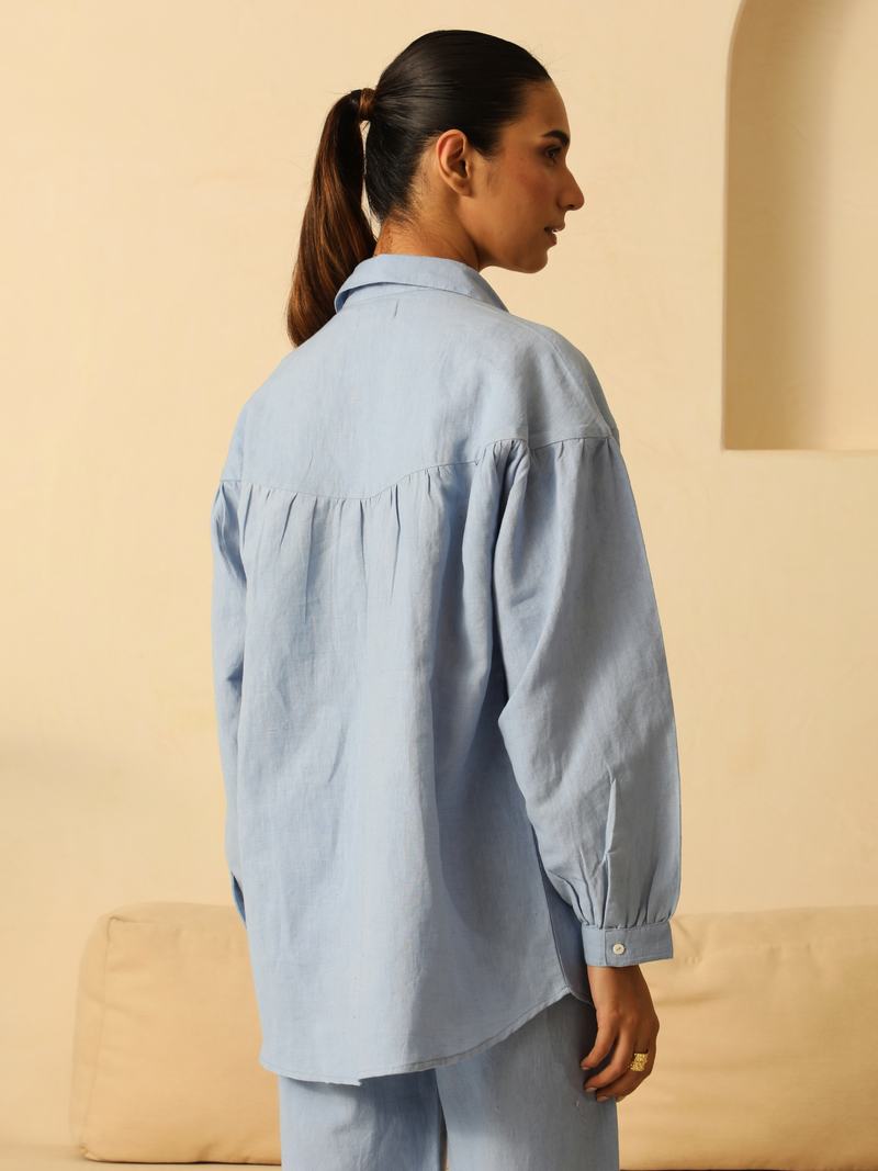 Shop Premium Linen Co-ord Set in Powder Blue for Women – COSSET CLOTHING